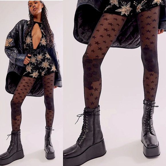 Free People | Accessories | Nwt Free People Starburst Tights With ...